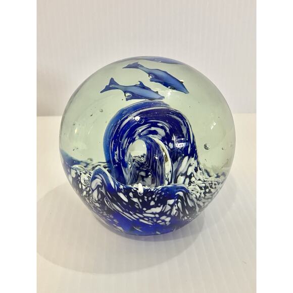 Unmarked | Art | Glass Orb Paperweight 4 Sphere Handblown Blue Ocean ...